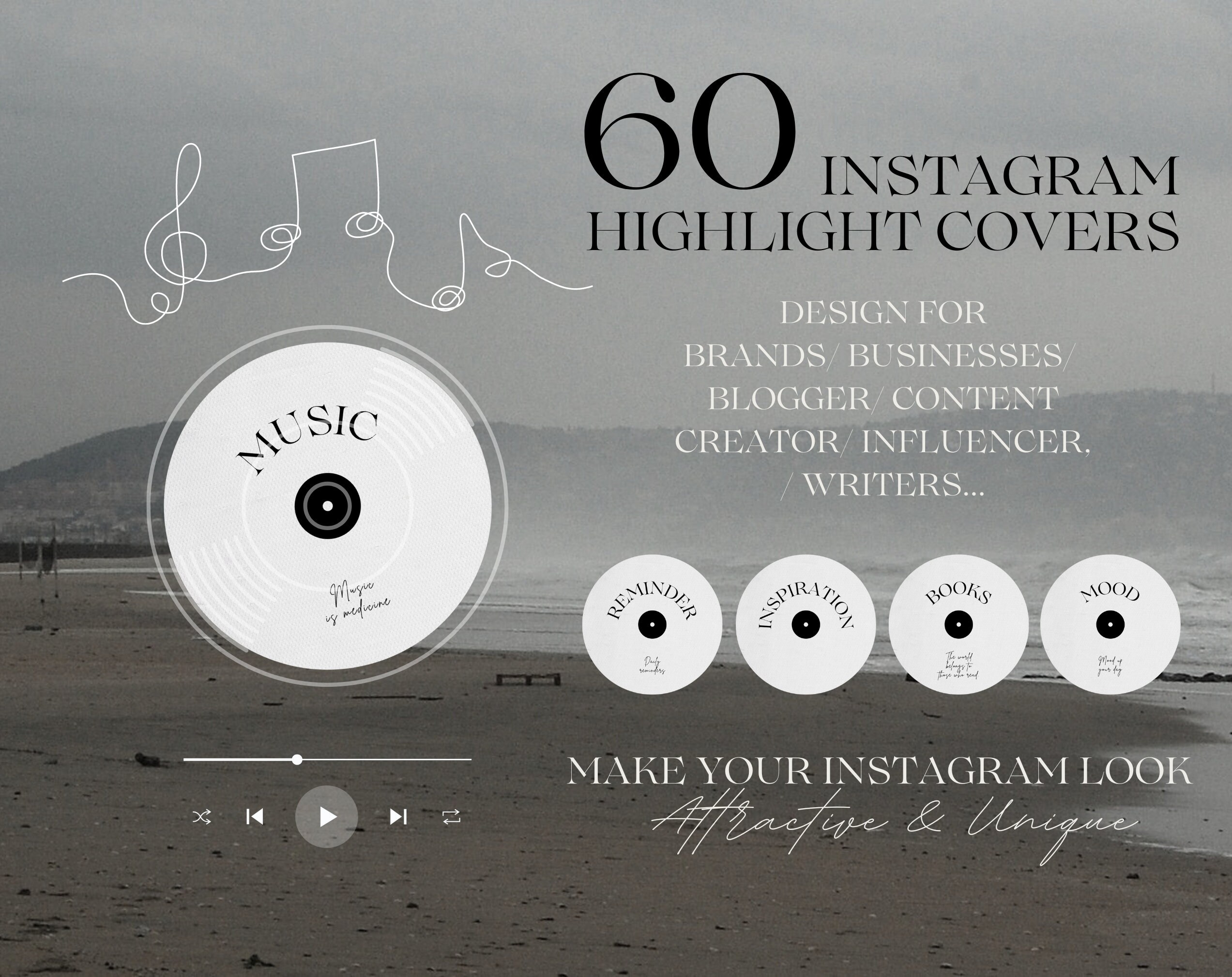 60 Editable Aesthetic Highlight Covers for Instagram| Minimalist IG ...