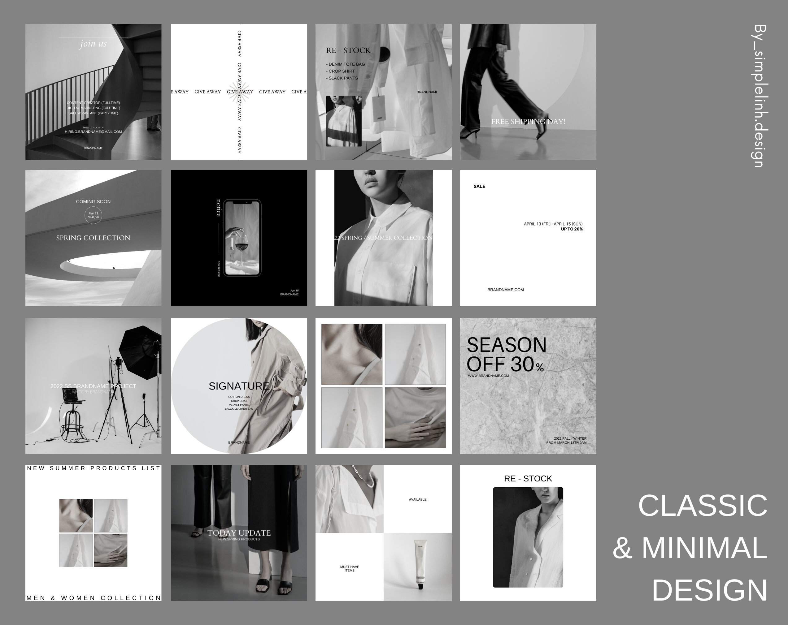 32 Minimalist Classic Instagram Post Templates Minimal Instagram Post ...