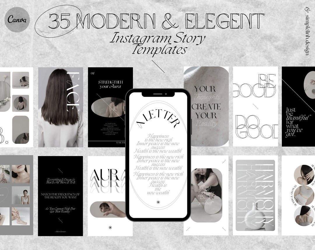 35 Modern I Elegant Instagram Story Templates for Canva Minimal ...