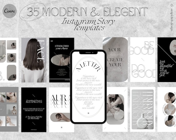 35 Modern I Elegant Instagram Story Templates for Canva | Etsy