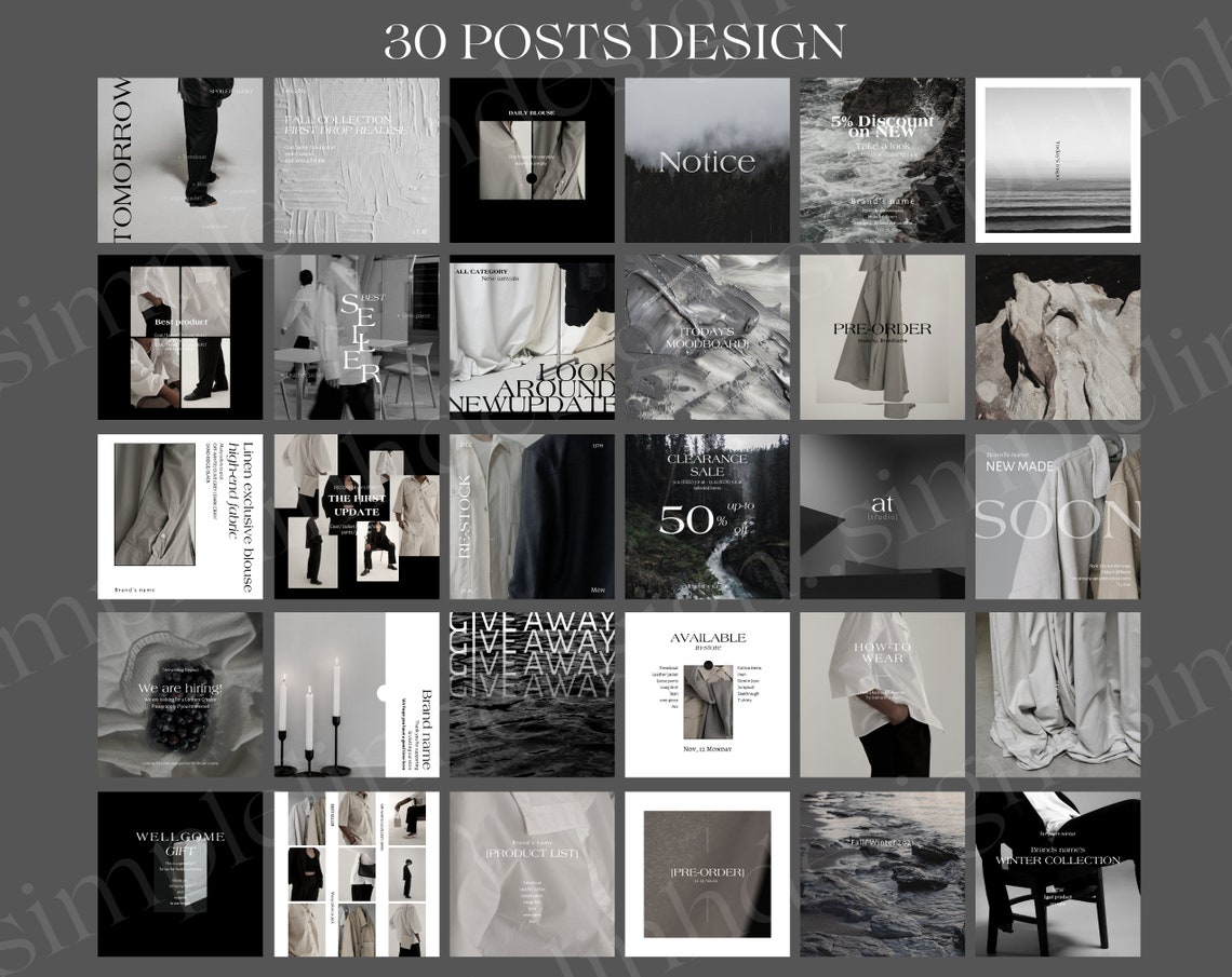 60 Minimalist Modern Instagram Template Canva Instagram - Etsy