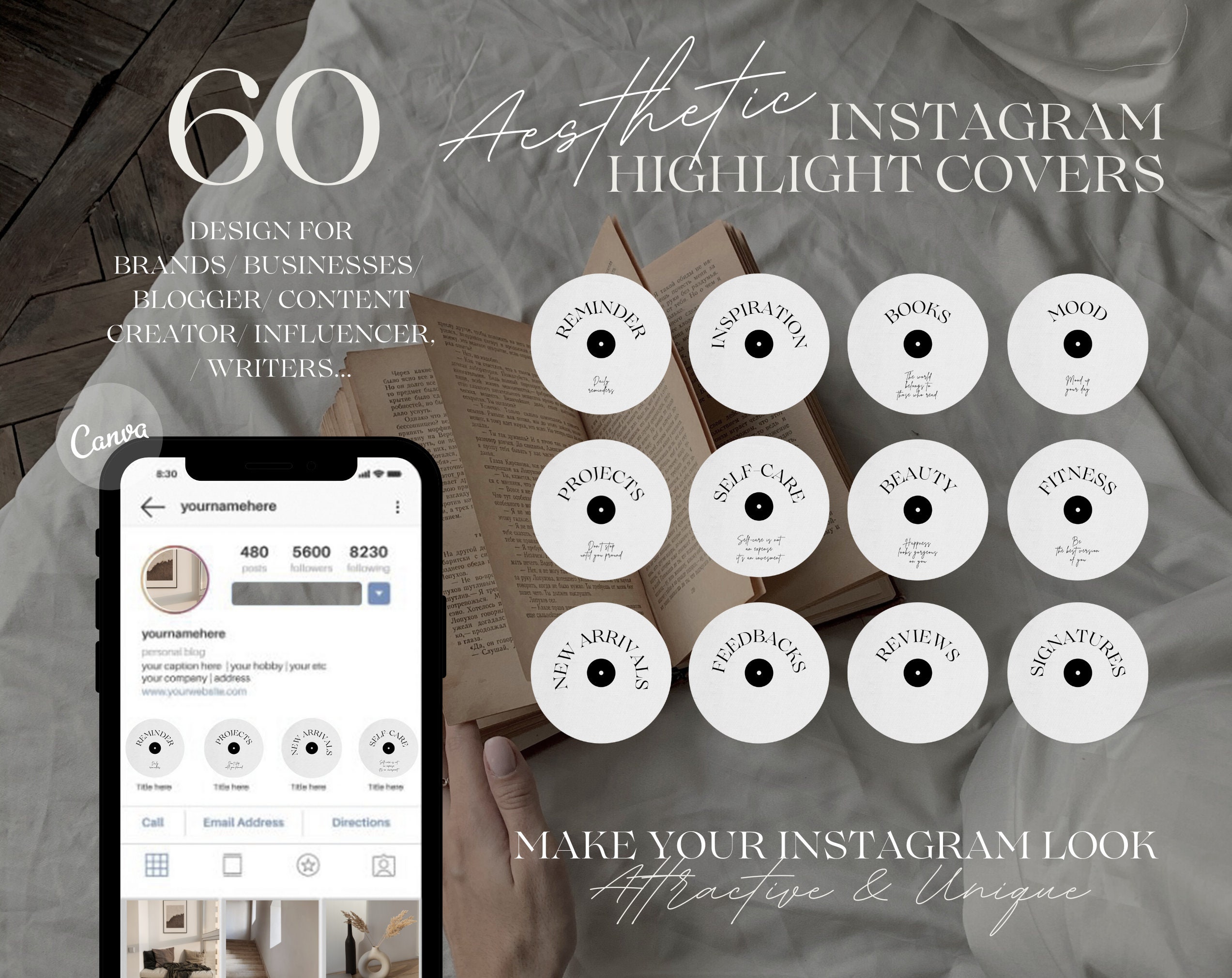 60 Editable Minimalist Highlight Covers for Instagram | Instagram Story ...