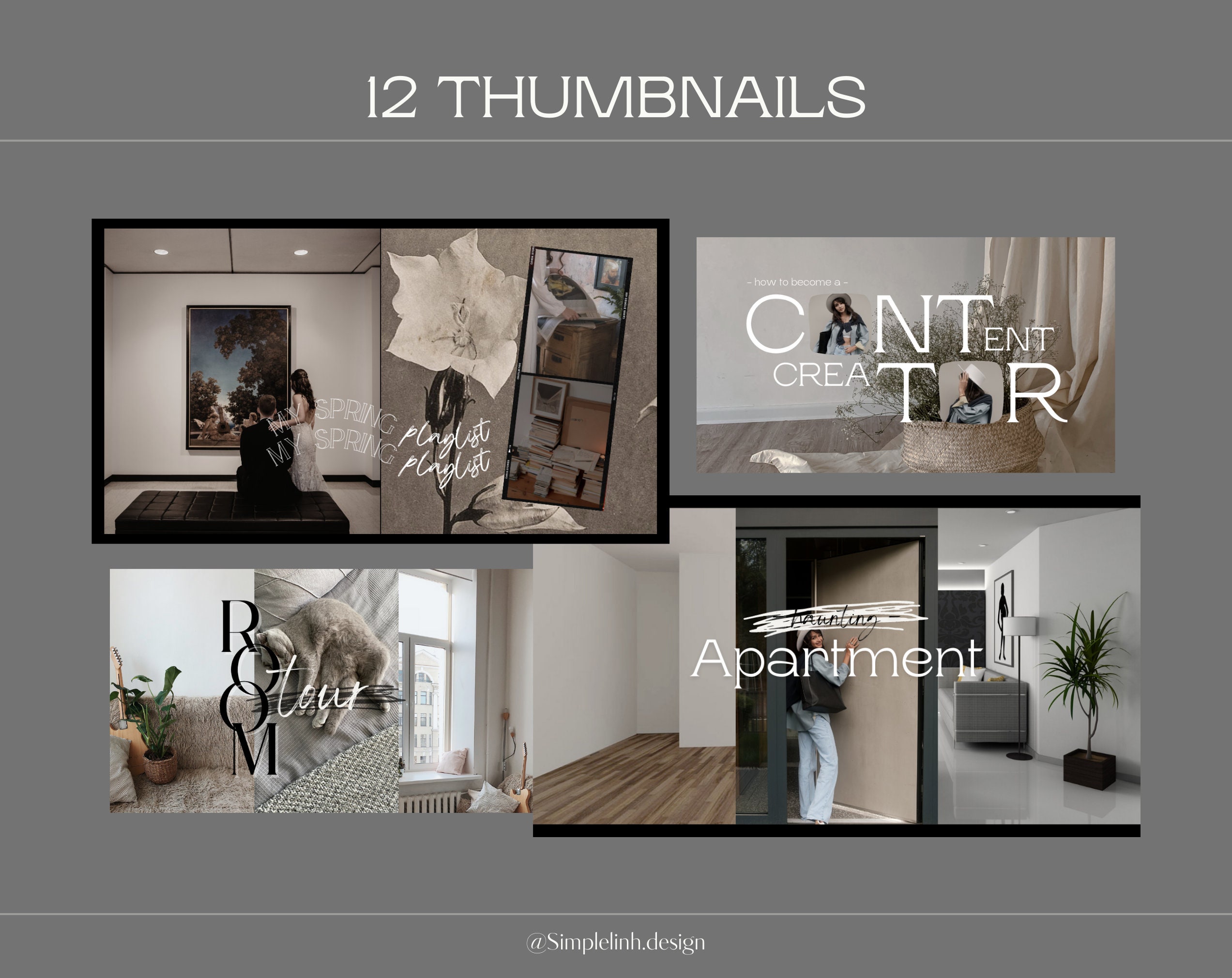 Minimalist Youtube Thumbnail Templatei Youtube Channel Kit - Etsy