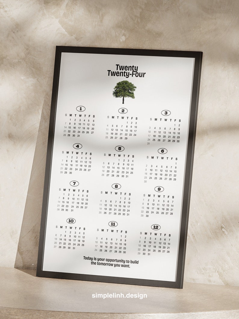 2024 Calendar Printable, Calendar 2024 Wall, Minimalist 2024 Calendar ...