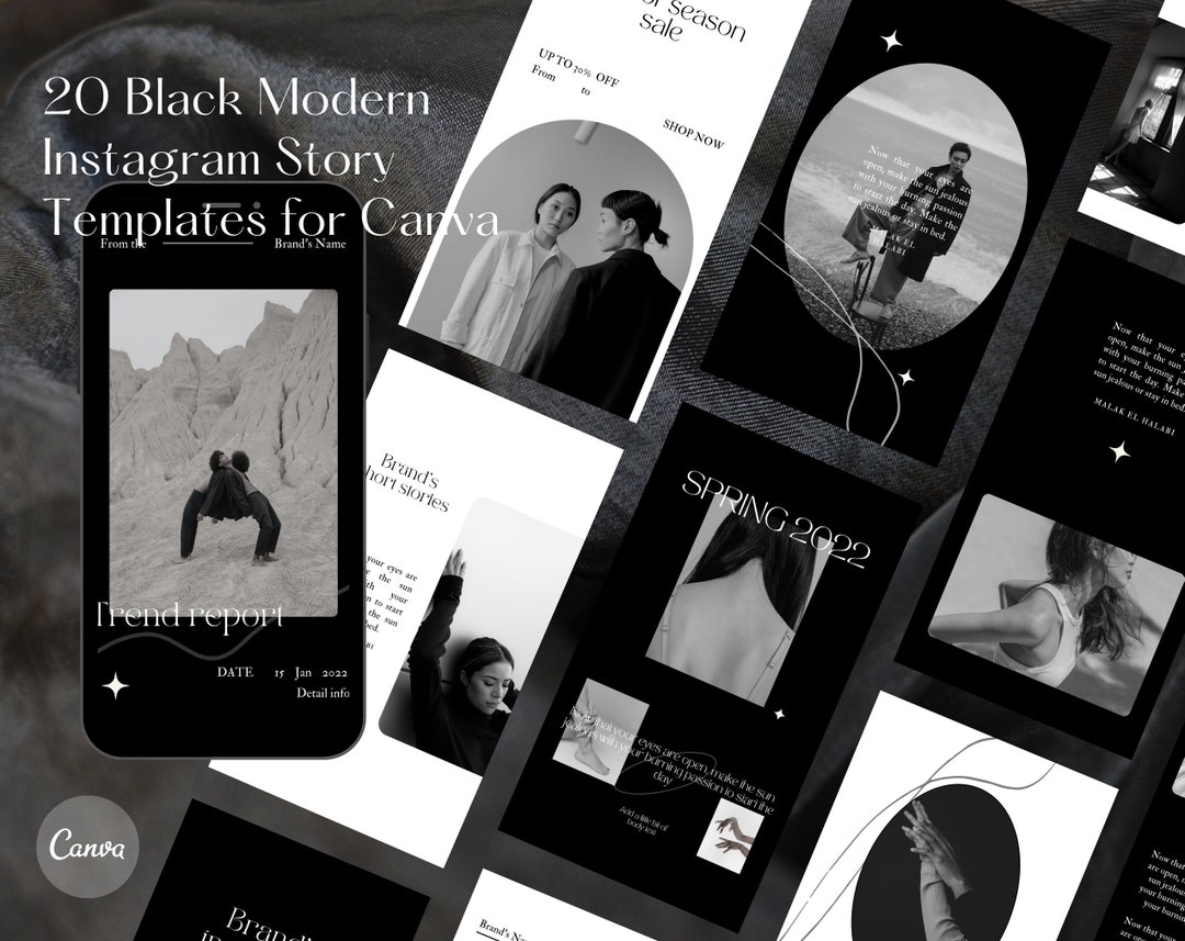 20 Black Moderni Dark Instagram Story Template Canva| Minimalist ...