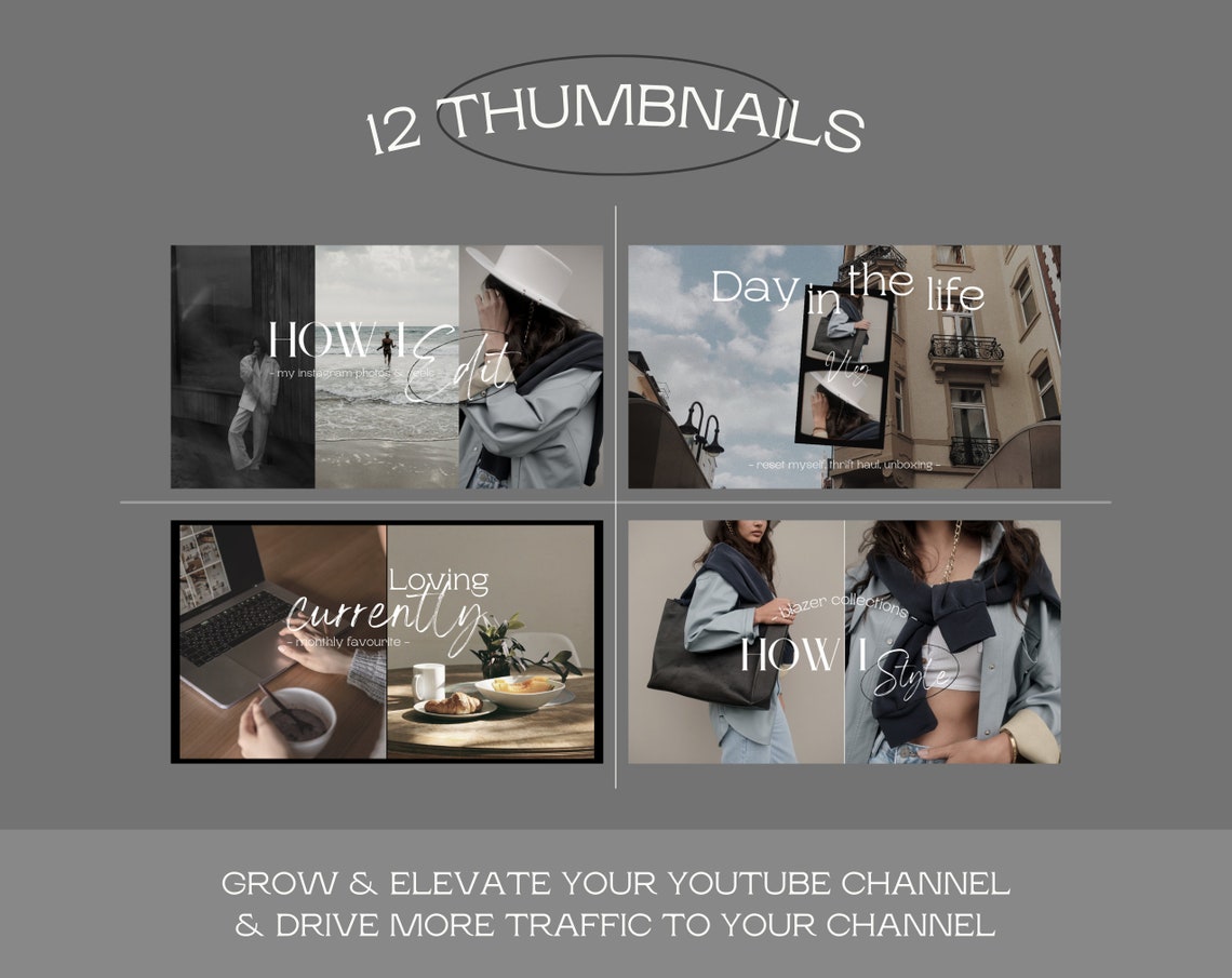 Minimalist Youtube Thumbnail Templatei Youtube Channel Kit - Etsy