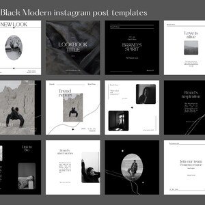 20 Black Moderni Dark Instagram Post Template Canva Minimalist ...