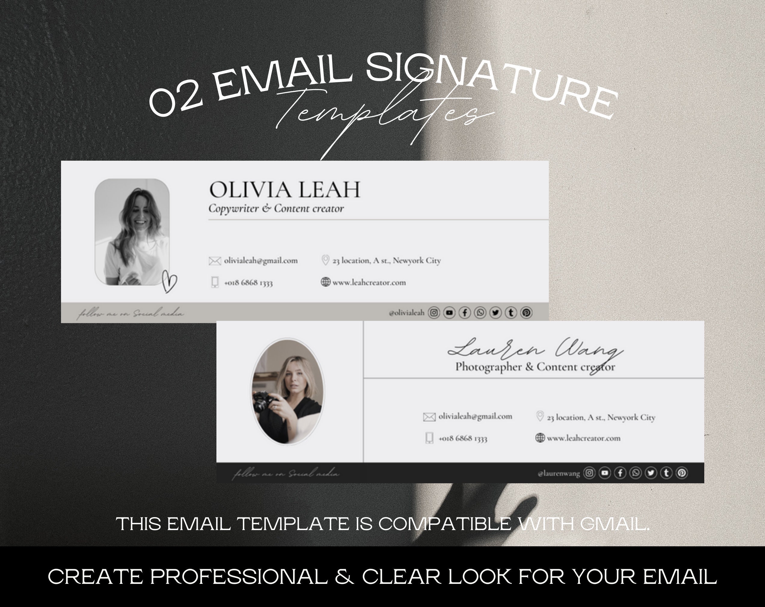 02 Modern | Minimal Gmail Email Signature Design Template, Email ...
