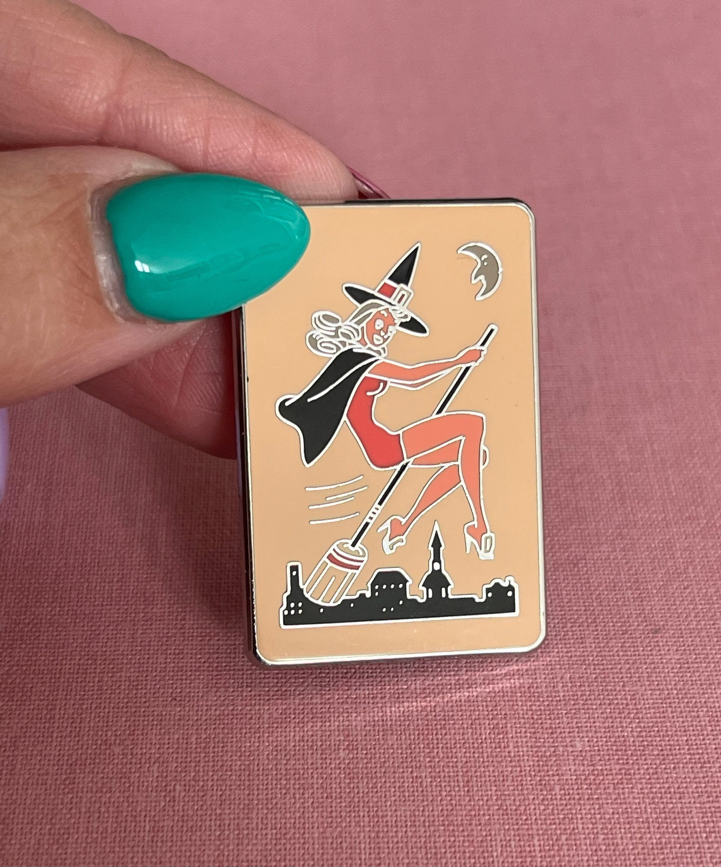 Vintage Witch Enamel Pin, 1950’s Witch, Vintage Halloween Pin, Vintage ...