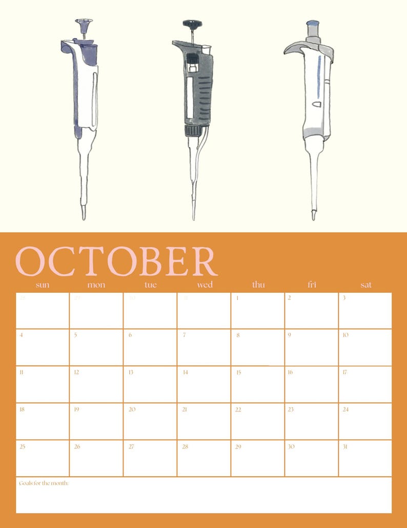 Biology Grad Student Calendar 2026 | STEM Life Printable Research Wall ...