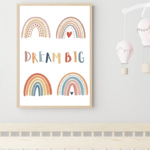 Rainbow Nursery Print, Dream Big, Rainbow Nursery Decor, Baby Decor ...