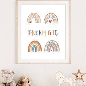 Rainbow Nursery Print, Dream Big, Rainbow Nursery Decor, Baby Decor ...