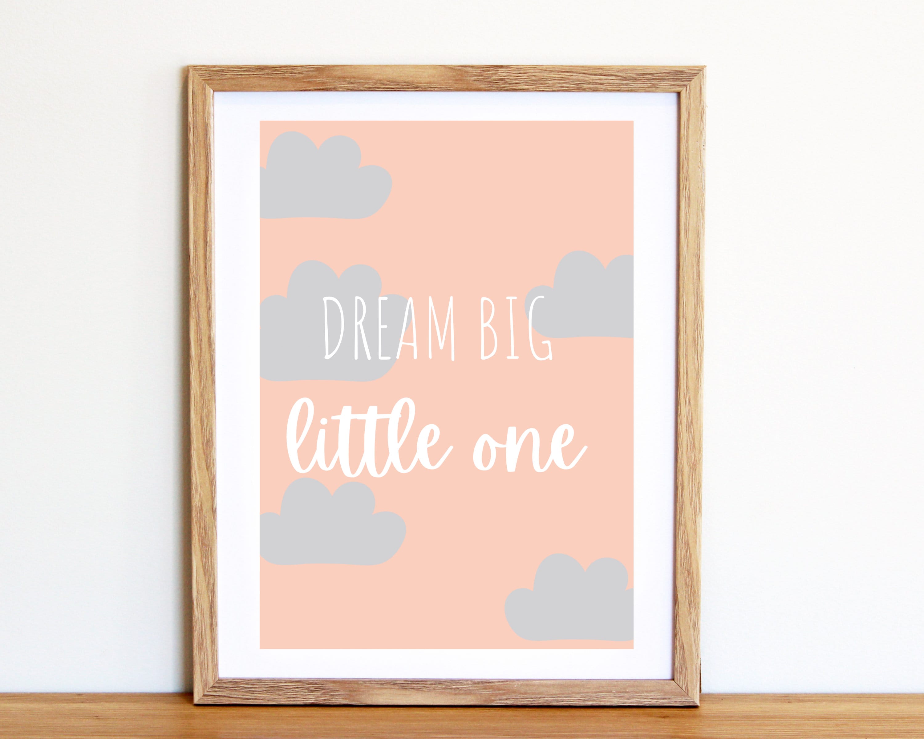 Dream Big Pink Cloud Nursery Print, Pink Wall Art, Bedroom Print ...