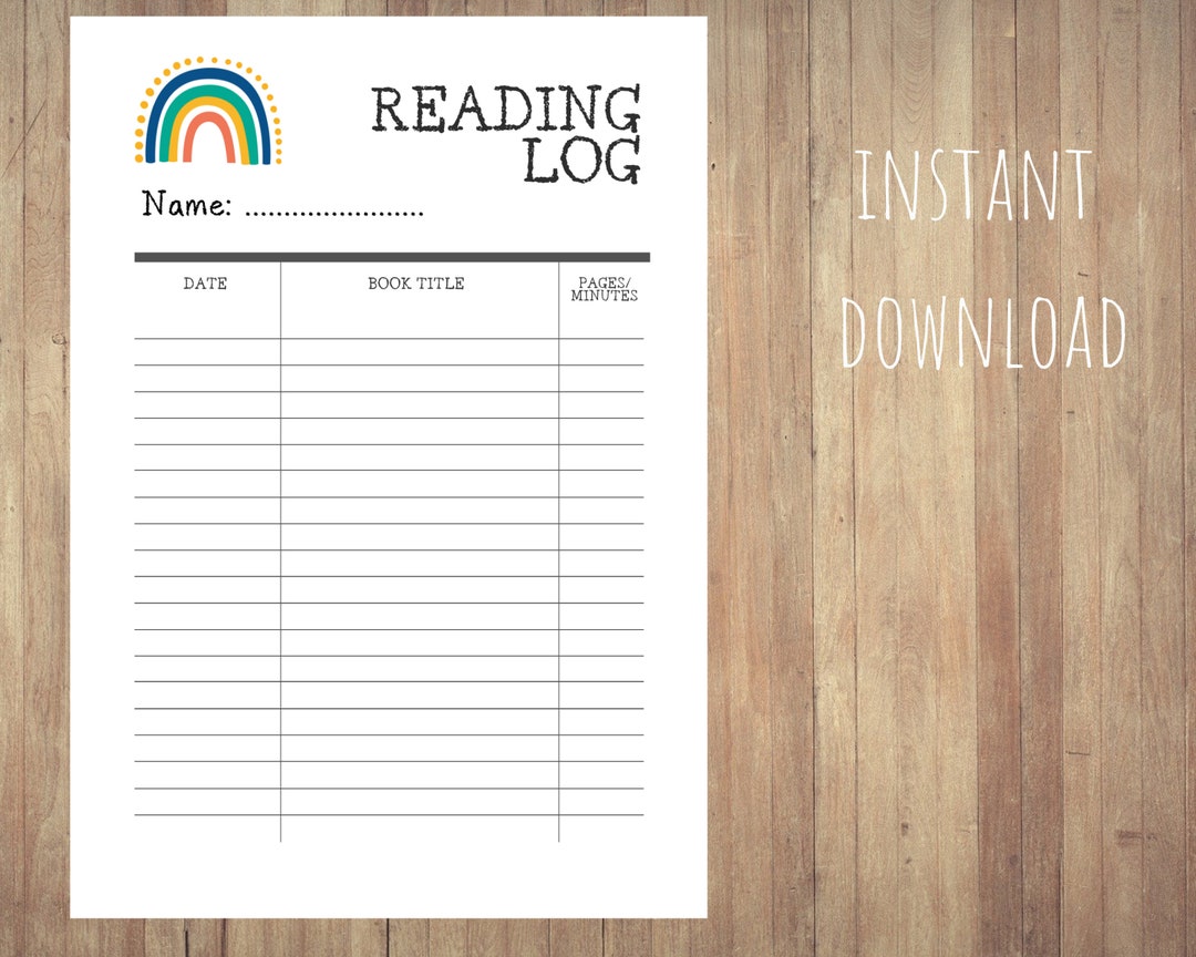 Kids Reading Log, Homeschool, Kids Printable Reading Log, Childrens ...