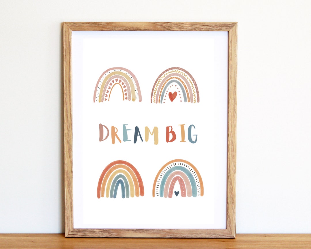 Rainbow Nursery Print, Dream Big, Rainbow Nursery Decor, Baby Decor ...
