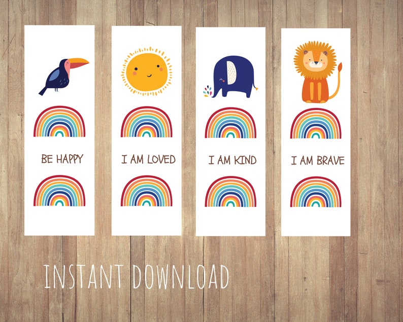 Jungle Kids Printable Bookmarks, Set of 4, Positive Affirmations ...