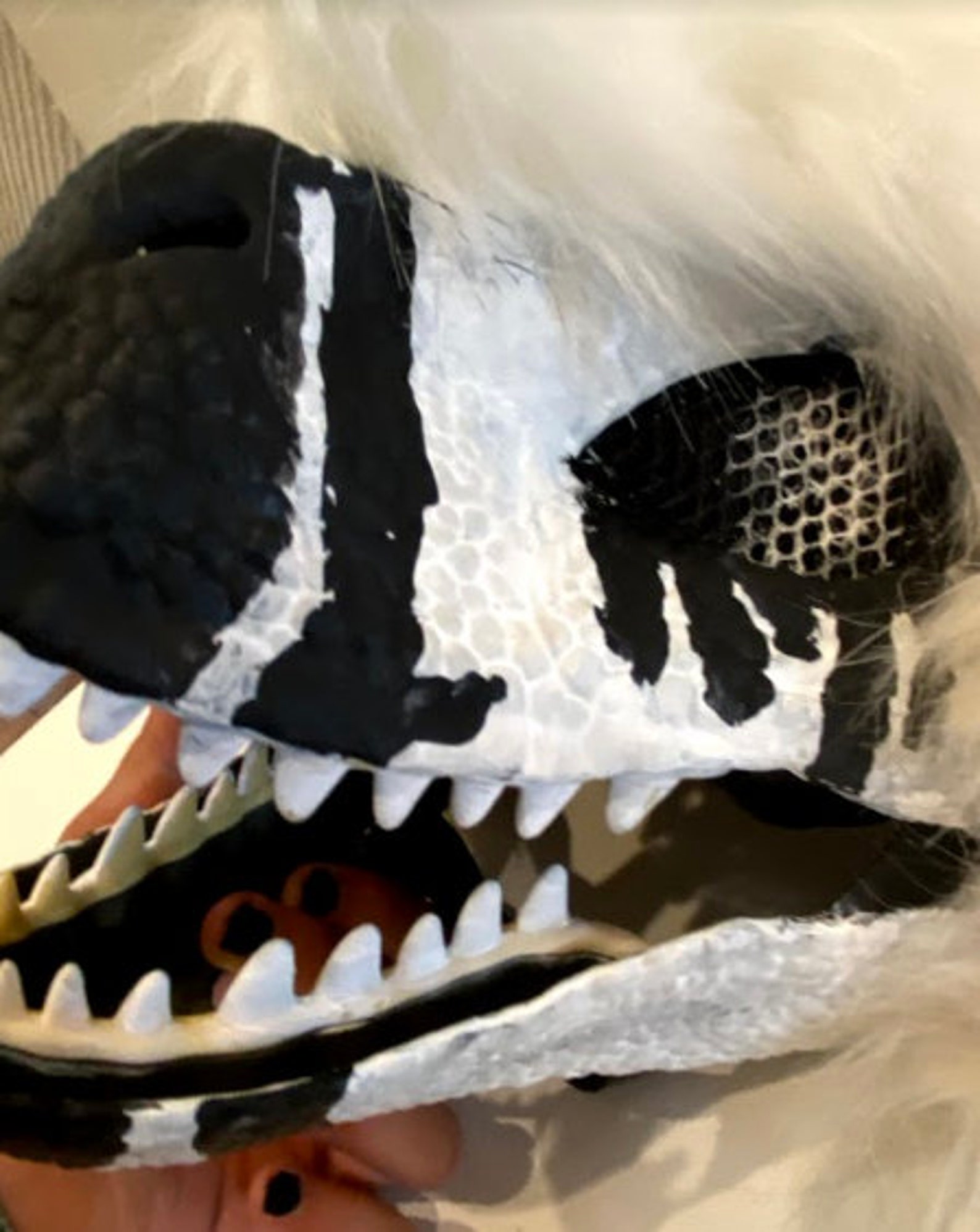 Fluffy dino mask | Etsy