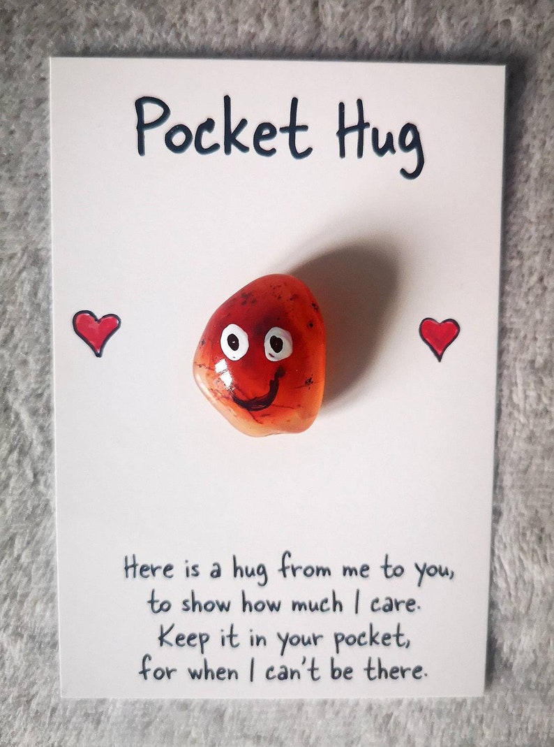 Crystal Pocket Hug, Letterbox Gift, Poem Card, Pick Me up Gift, I Miss ...