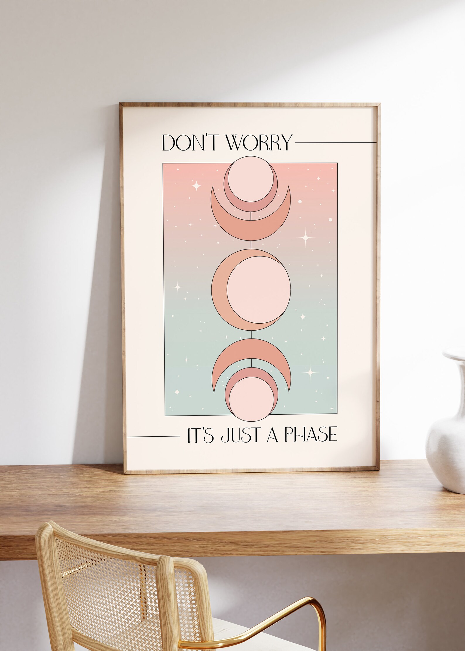 DIGITAL DOWNLOAD it's Just a Phase Art Print, Typography Print, Moon ...