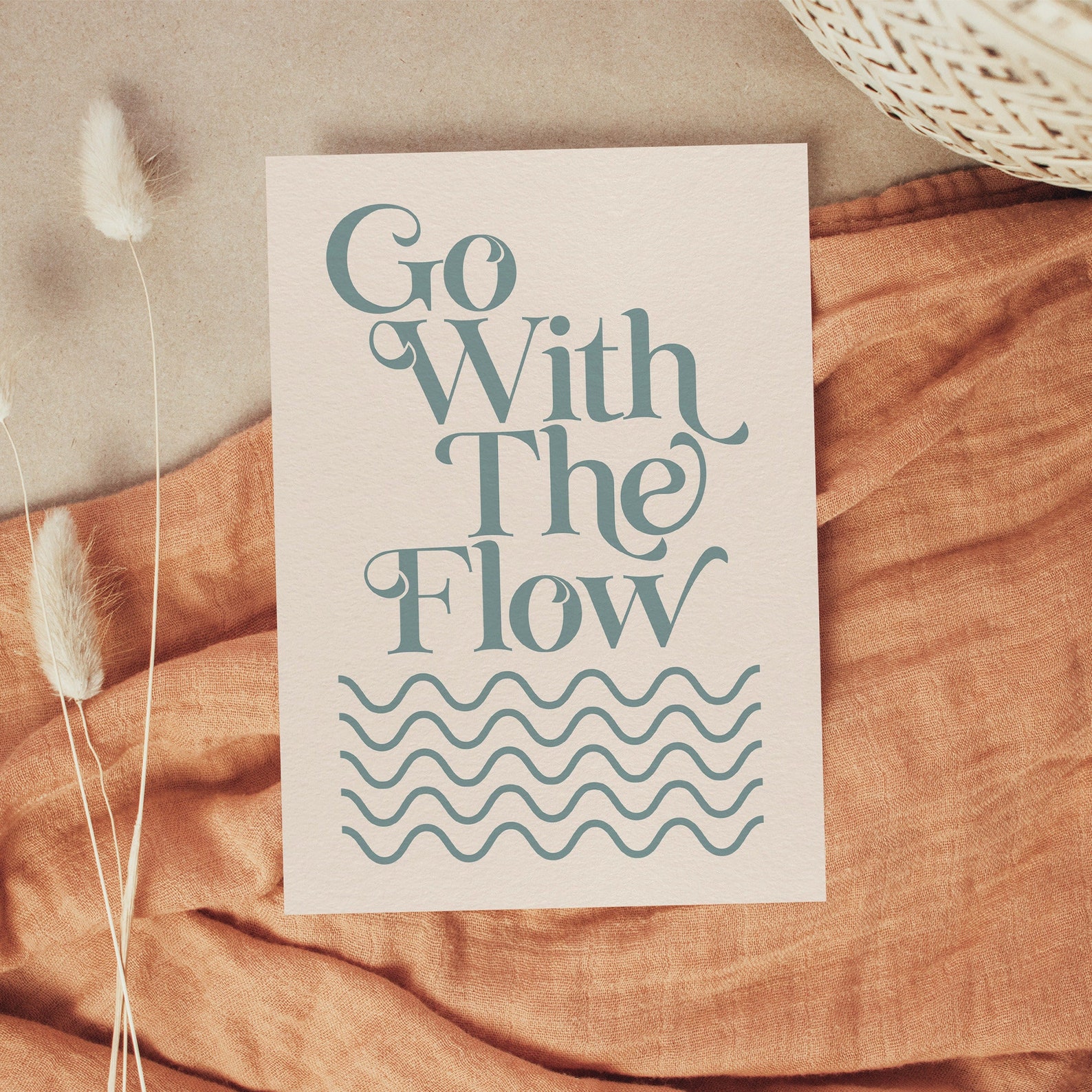DIGITAL DOWNLOAD Go With the Flow Printable Wall Art, Boho Wall Decor ...