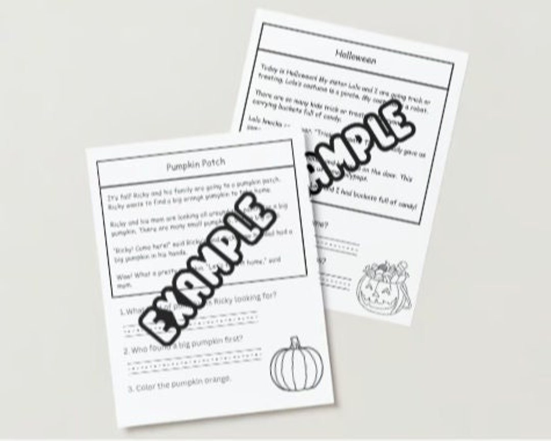 Fall Autumn Themed Kindergarten - 1st Grade Reading Comprehension and ...