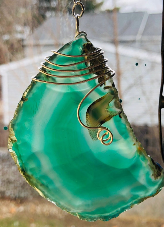 Home & Living Suncatchers Garden Decoration Polished Agate Suncatcher ...