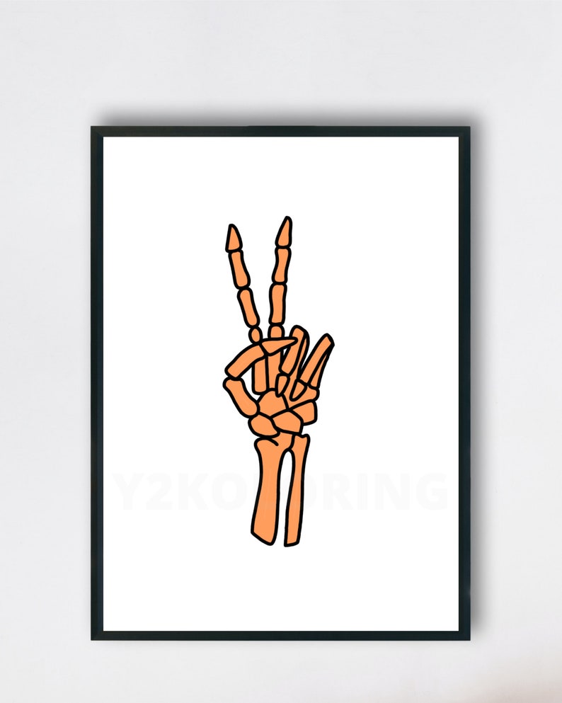 Skeleton Peace Sign Printable Halloween Wall Decor - Etsy