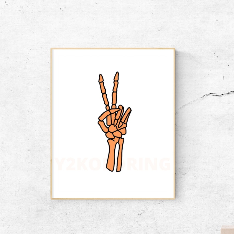 Skeleton Peace Sign Printable Halloween Wall Decor - Etsy