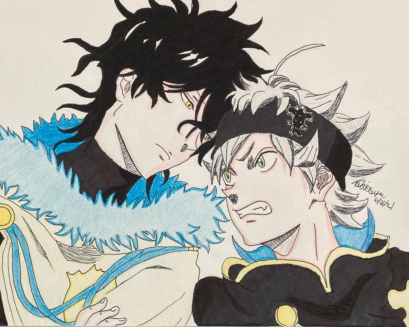 Black Clover Yuno and Asta Drawing with pencil ink and | Etsy