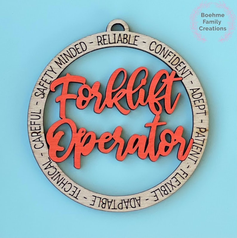 Forklift Operator Ornament, Appreciation Gift, Wood Décor, Car Charm ...