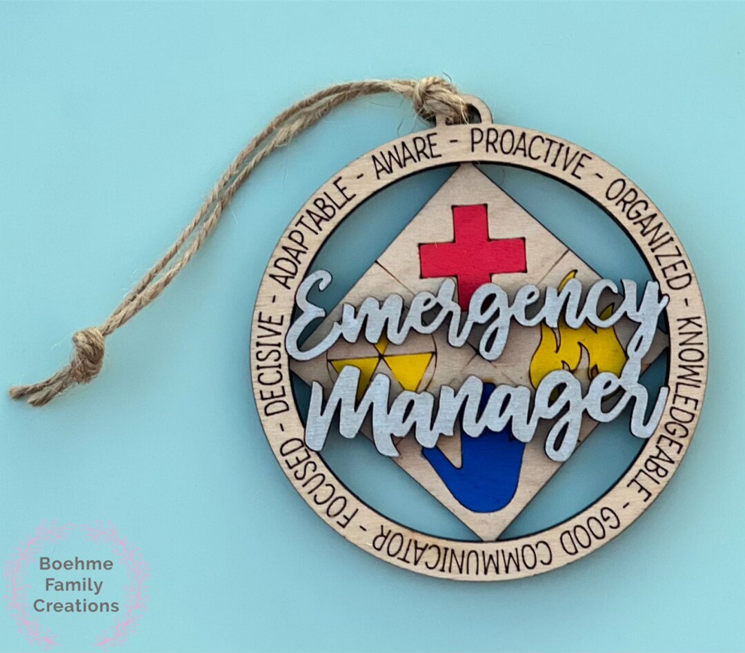 Emergency Manager Ornament, Double Layered, Appreciation Gift, Wood ...