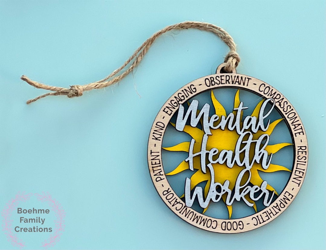 Mental Health Worker Ornament, Double Layered, Appreciation Gift, Wood ...
