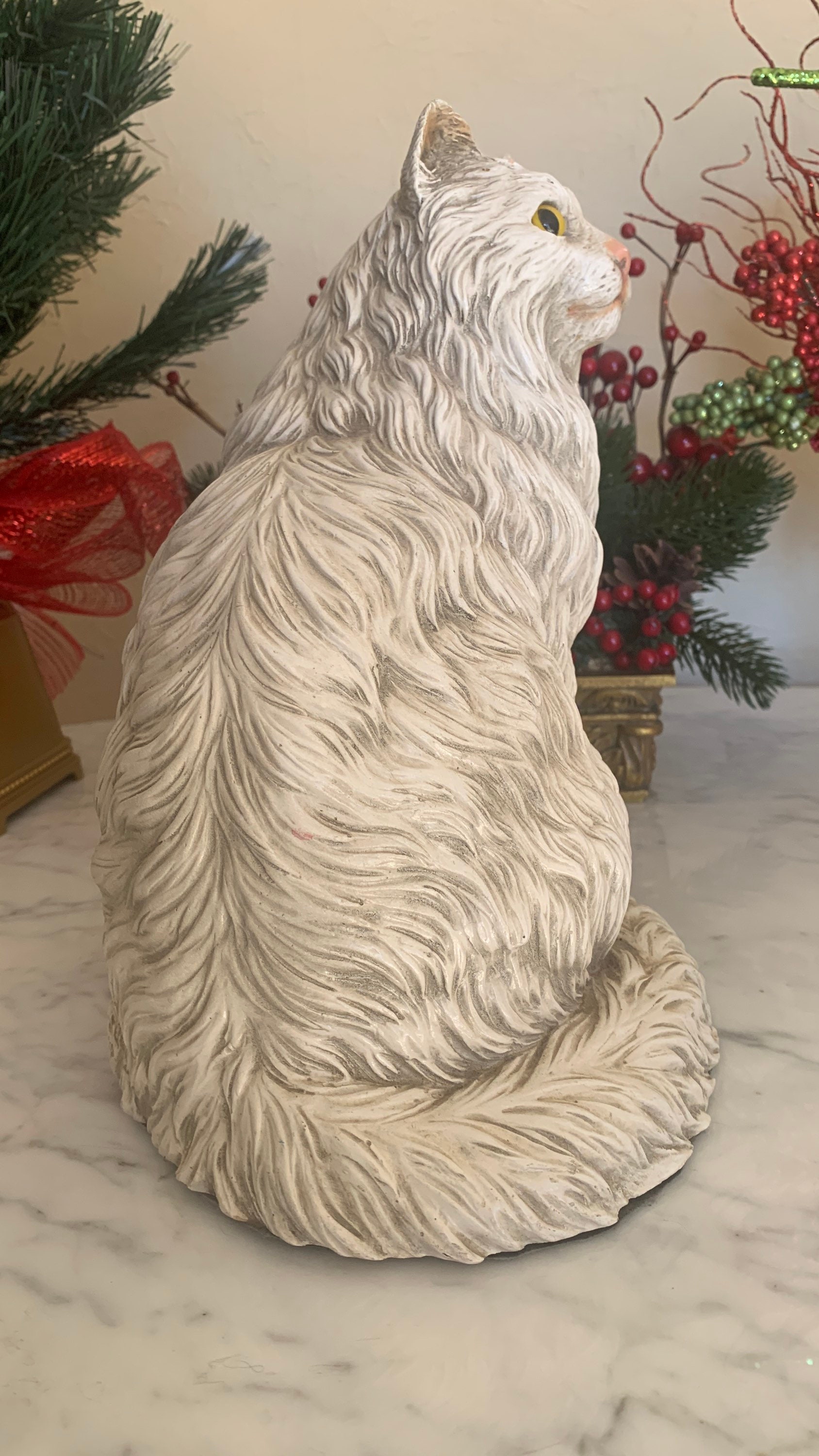 Full Size Vintage White Persian Cat Statue Universal Statuary Corp 1986 ...