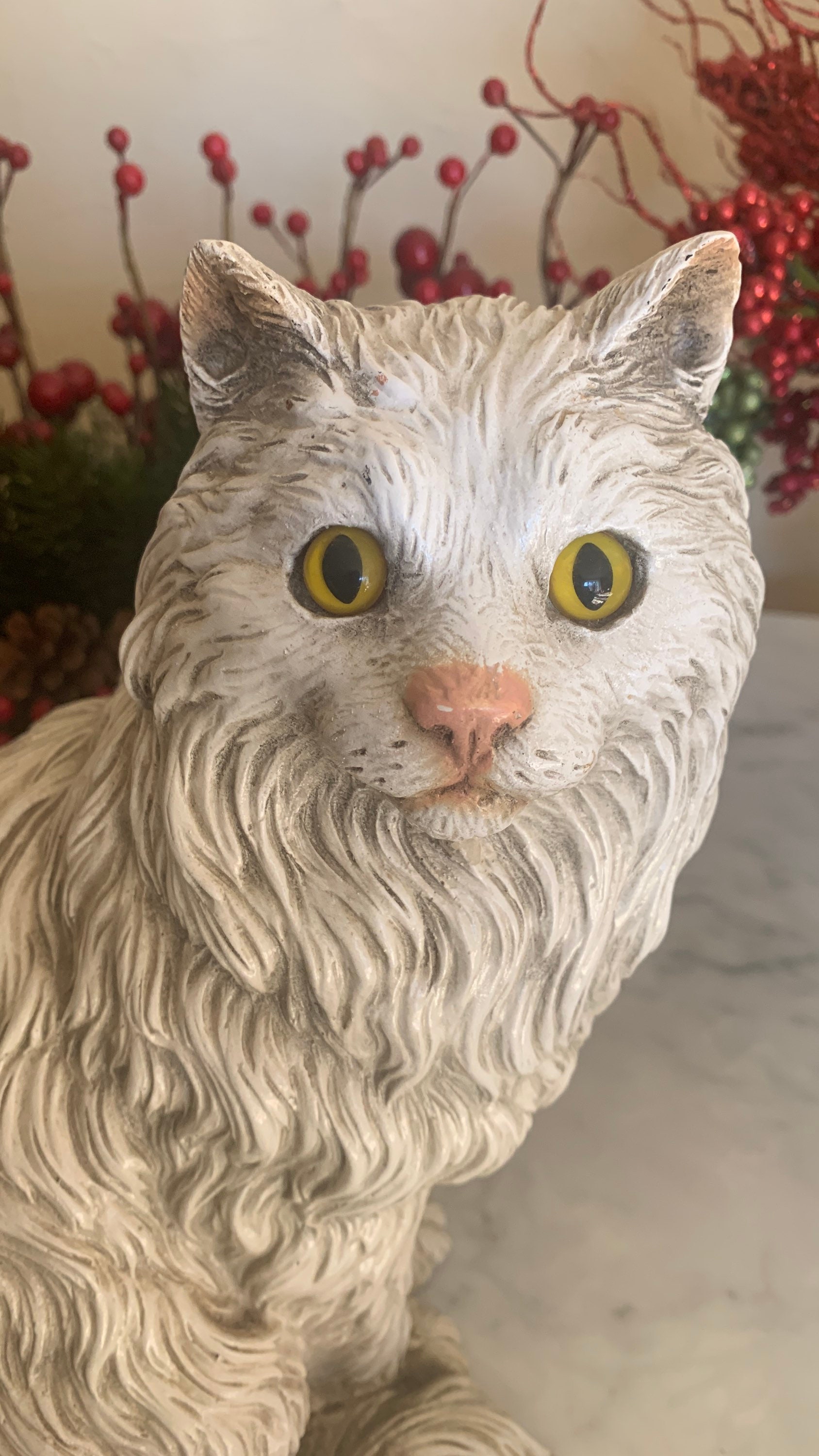 Full Size Vintage White Persian Cat Statue Universal Statuary Corp 1986 ...