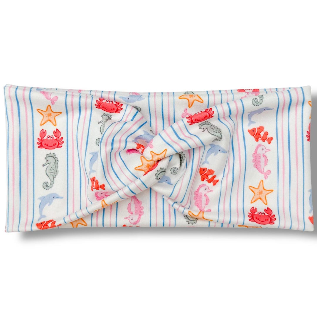 Sea Animals Headband – Coastal Twist or Wide Hair Wrap With Crabs ...