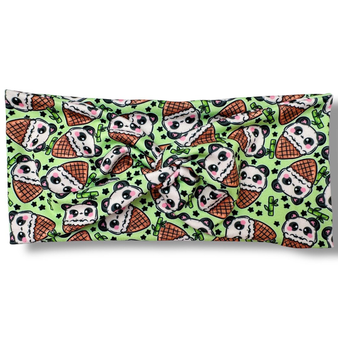 Ice Cream Panda Twist Headband, Cute Panda in Ice Cream Cone and Bamboo ...