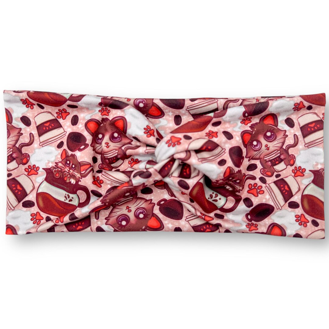 Paw Beans + Coffee Beans Headband, Cat and Coffee Print - Etsy