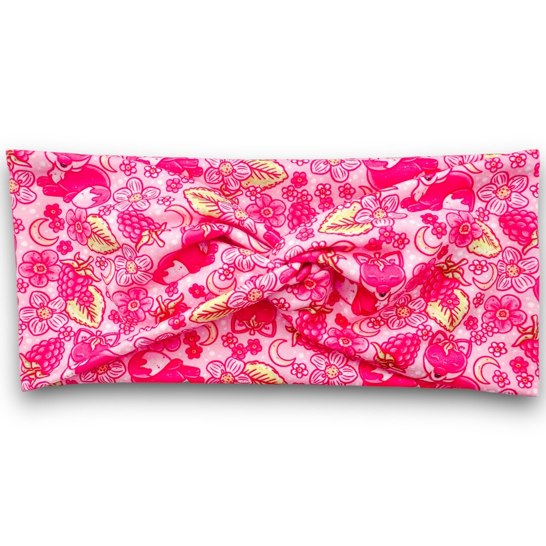 Raspberry Fox Twist Headband | Fruit Animal Print - Etsy