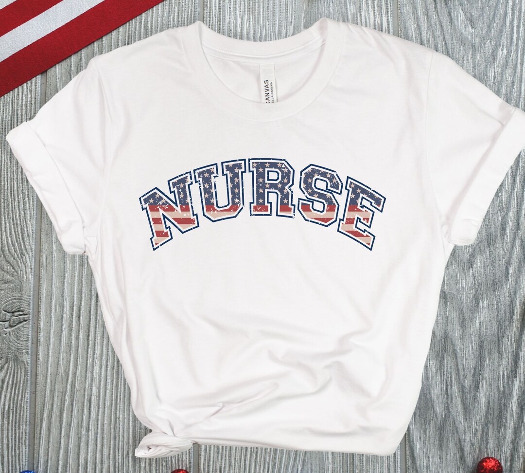 Curved America Nurse in Flag Font - Etsy