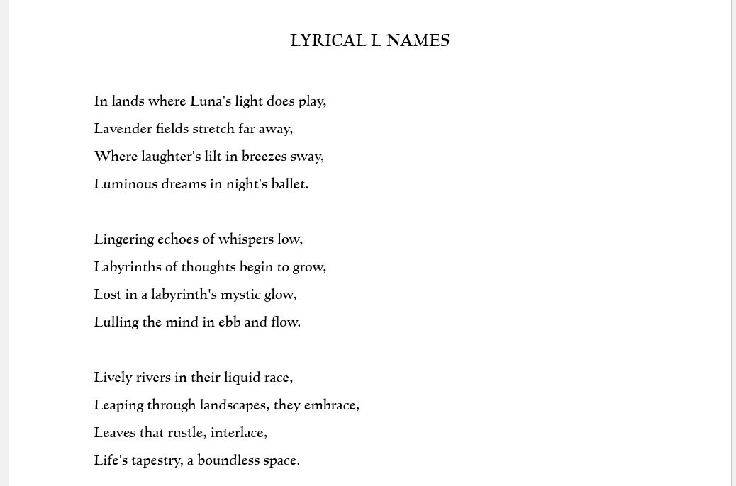 Lyrical L Names Downloadable Customizable Original - Etsy