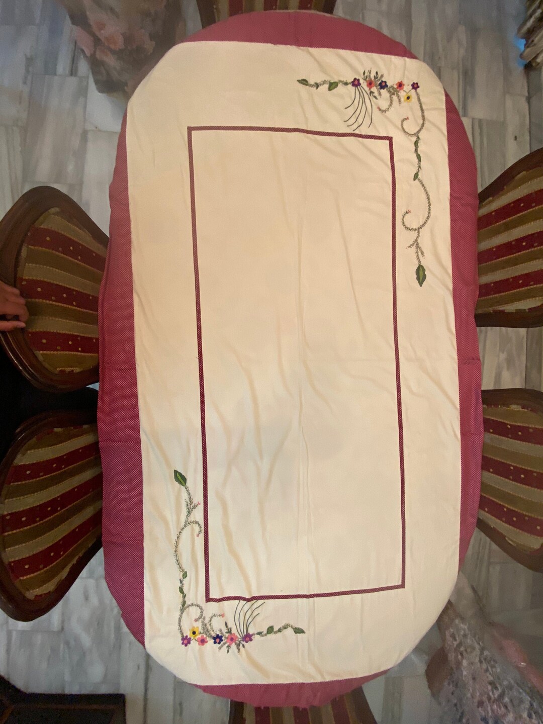 Dining Table Sheet With Red Floral Border - Etsy