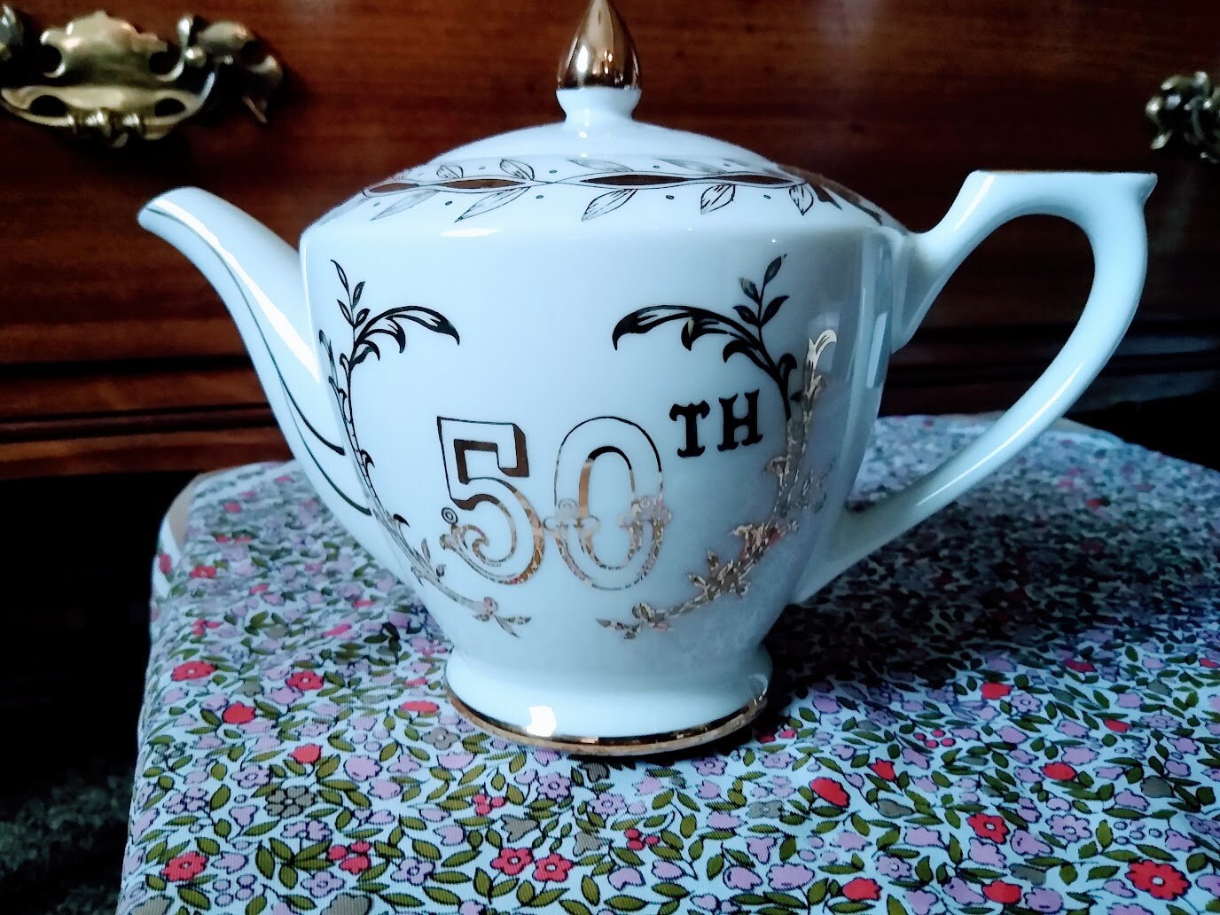 TEAPOT Vintage Lefton China 50th Anniversary Hand Painted - Etsy