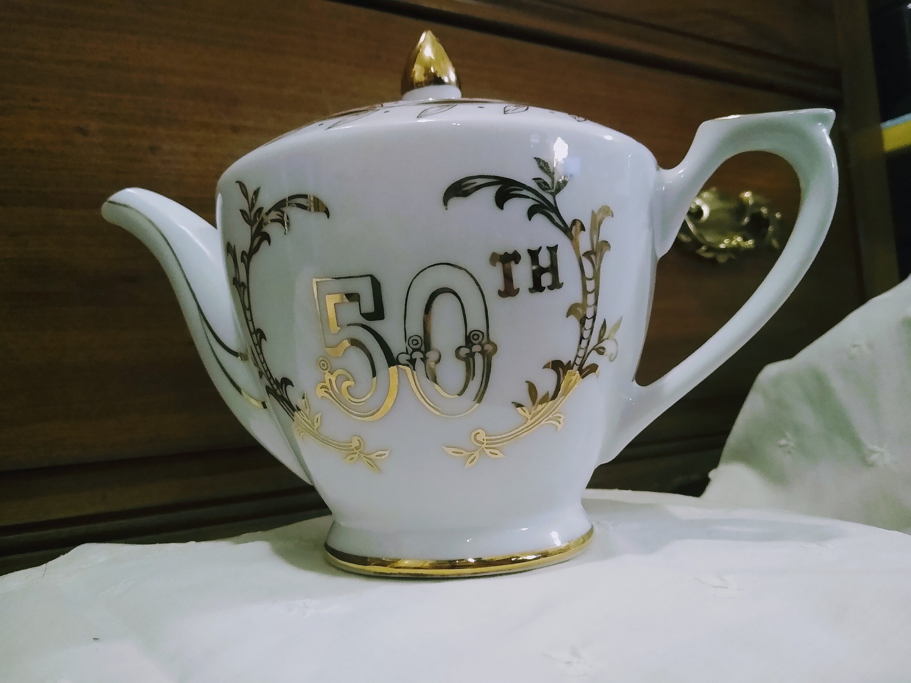 TEAPOT Vintage Lefton China 50th Anniversary Hand Painted - Etsy
