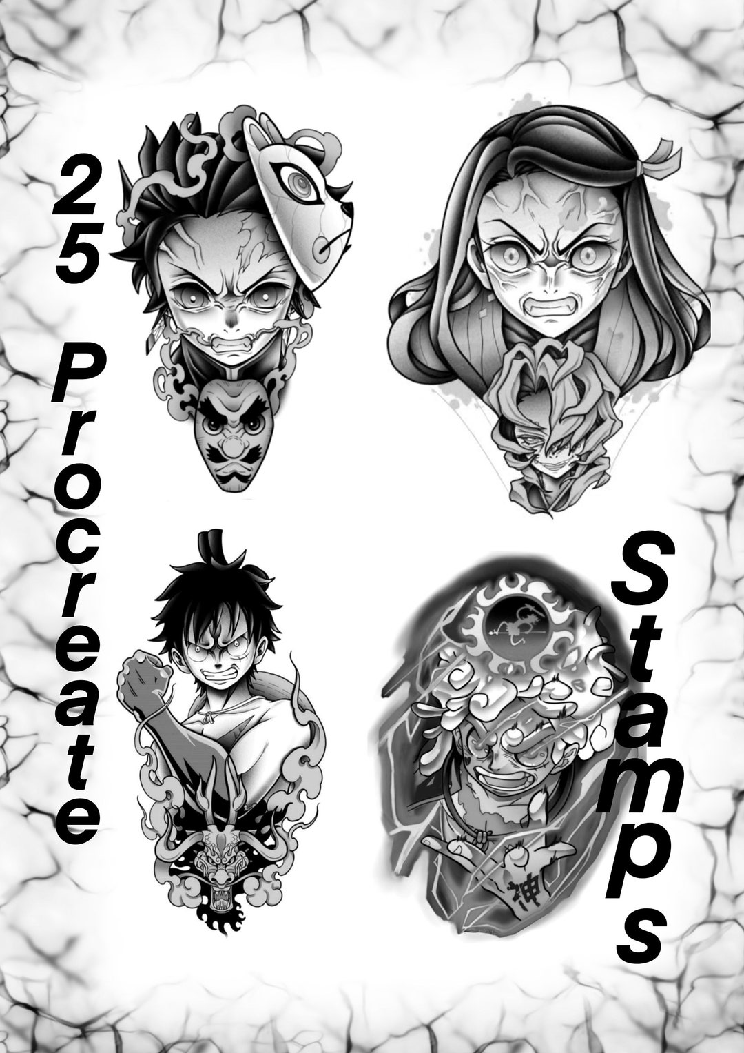 25 Anime Stamp Pack Vol.1 iPad Procreate - Etsy