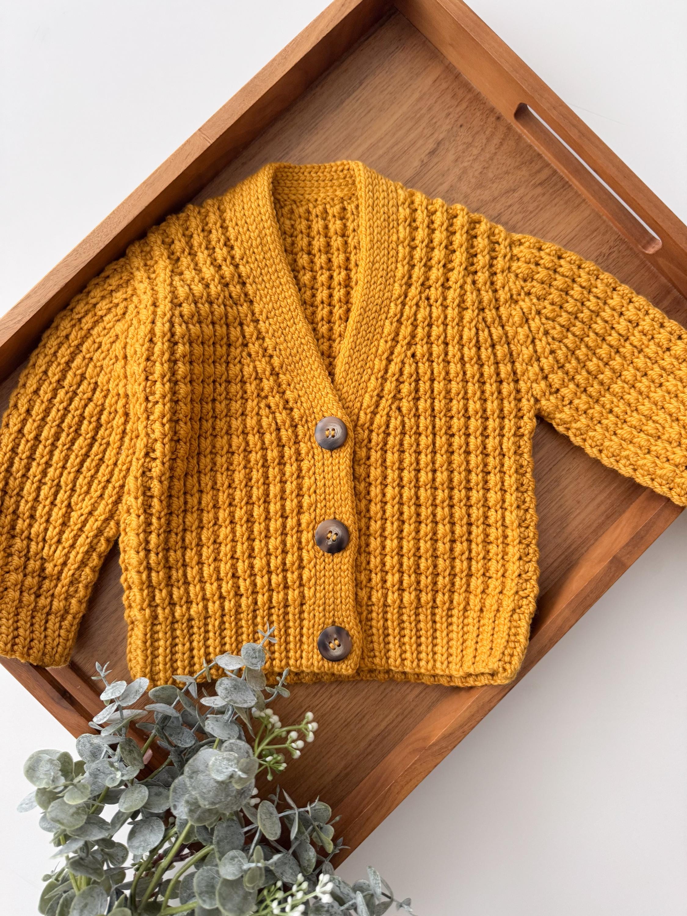 Children's V-neck Cardigan Crochet Pattern: Knit-like Ribbing (sizes 0 ...