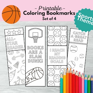 Printable Coloring Sports Bookmark | Kids Soccer Basketball Football ...