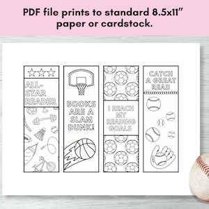 Printable Coloring Sports Bookmark | Kids Soccer Basketball Football ...