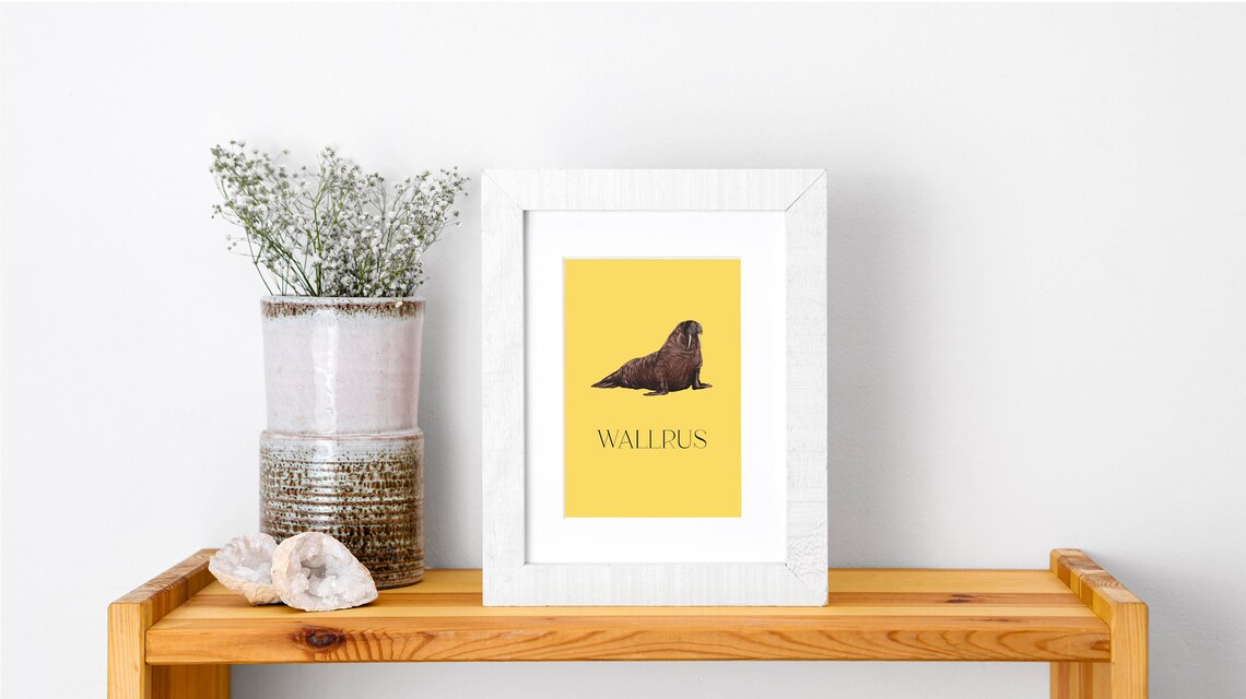 Walrus on a Wall Wall Art Walrus Pun Printable Art Eclectic Print - Etsy