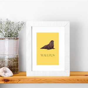 Walrus on a Wall Wall Art Walrus Pun Printable Art Eclectic Print - Etsy