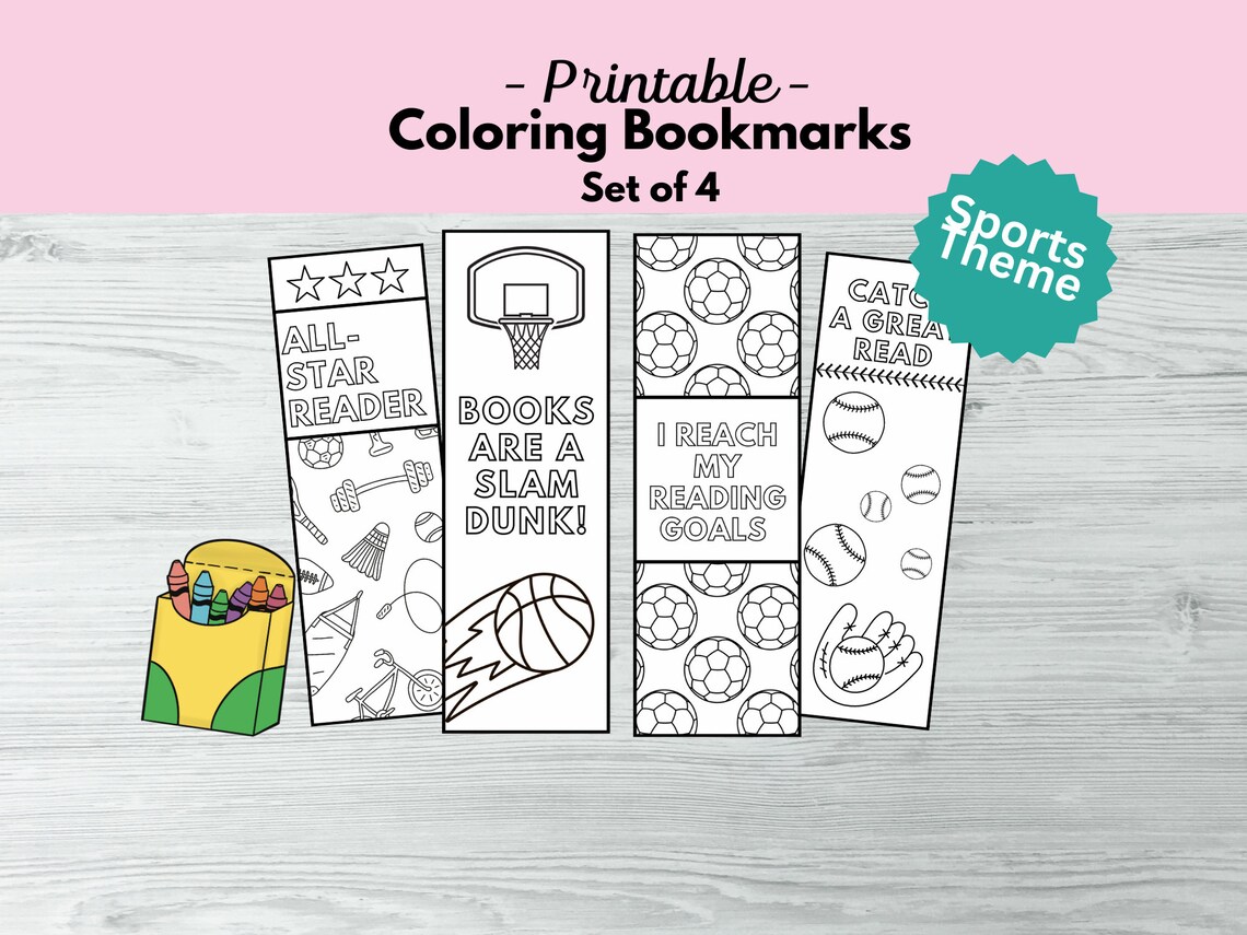 Printable Coloring Bookmark Sports Kids Soccer Basketball Football ...